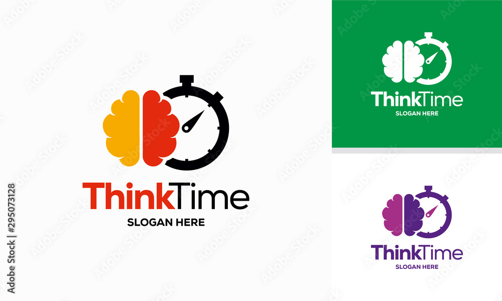 Think Time logo designs concept vector, Brain and Stopwatch logo ...