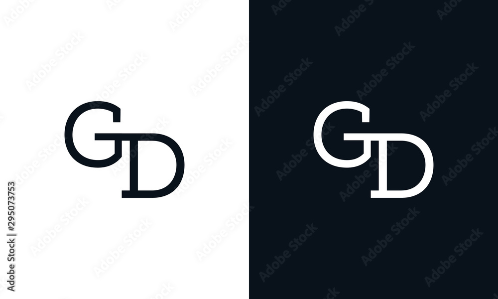 Minimalist line art letter GD logo. This logo icon incorporate with two ...