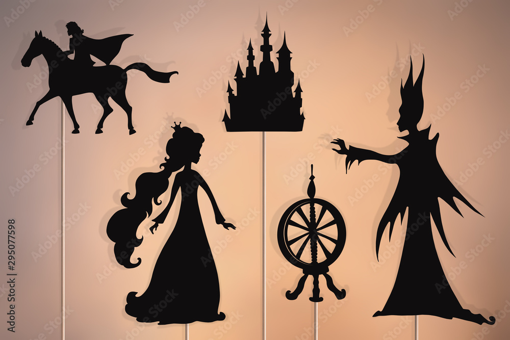 Sleeping Beauty storytelling, shadow puppets. Stock Photo | Adobe Stock