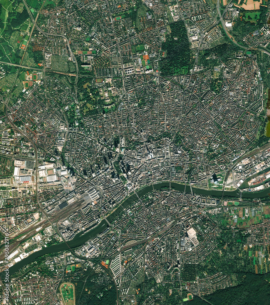High resolution Satellite image of Frankfurt, Germany (Isolated imagery ...