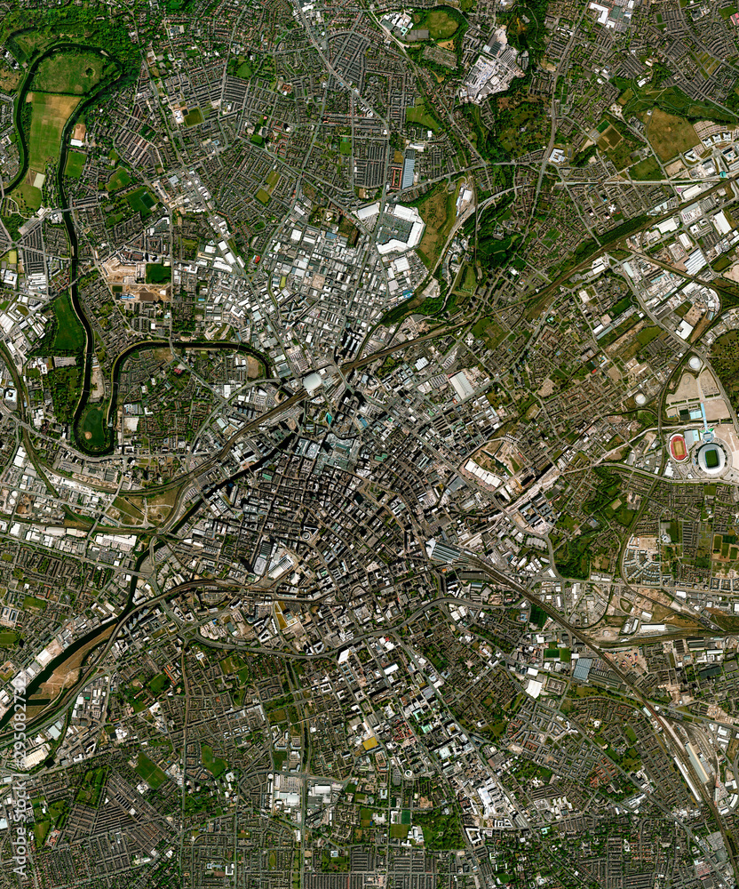 High resolution Satellite image of Manchester, United Kingdom (Isolated ...