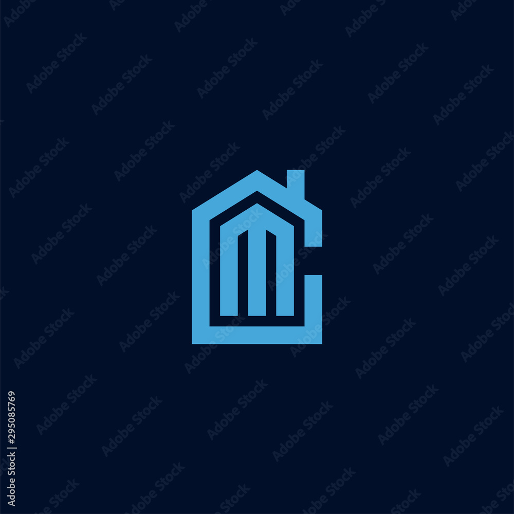 Initial letter CM MC house abstract logo icon design minimalist ...