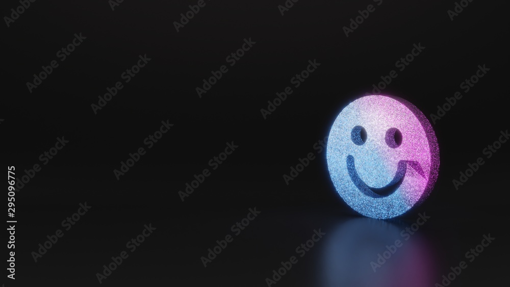 science glitter symbol of emoticons smile icon 3D rendering Stock ...