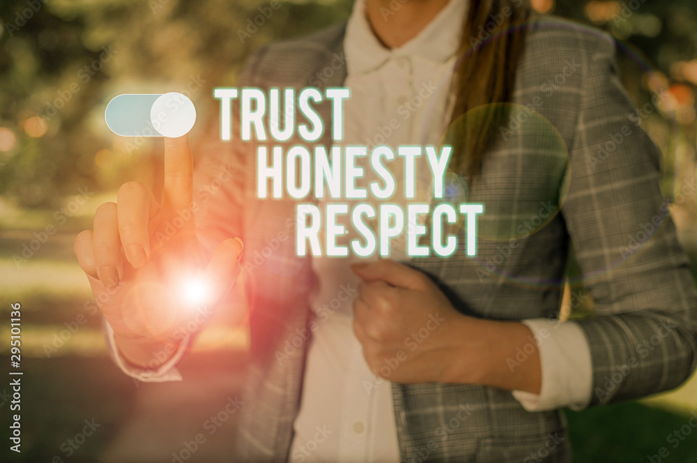 Text sign showing Trust Honesty Respect. Business photo showcasing ...