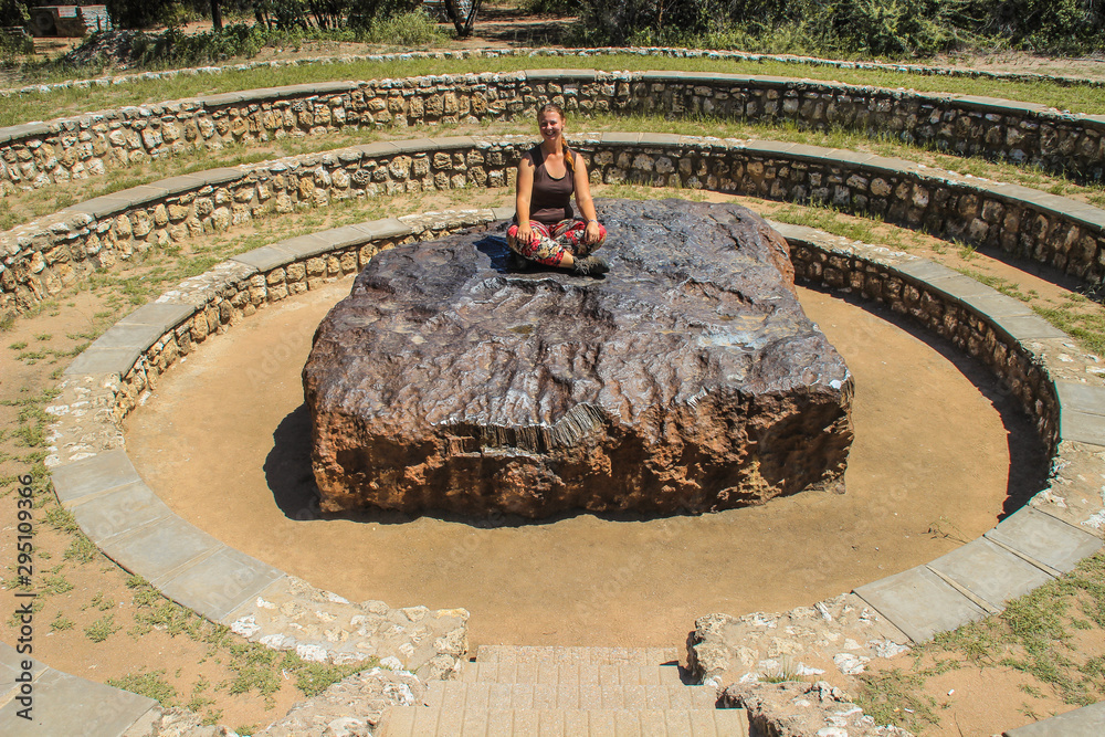The largest meteorite in the world at Grootfontein, Namibia. A huge ...