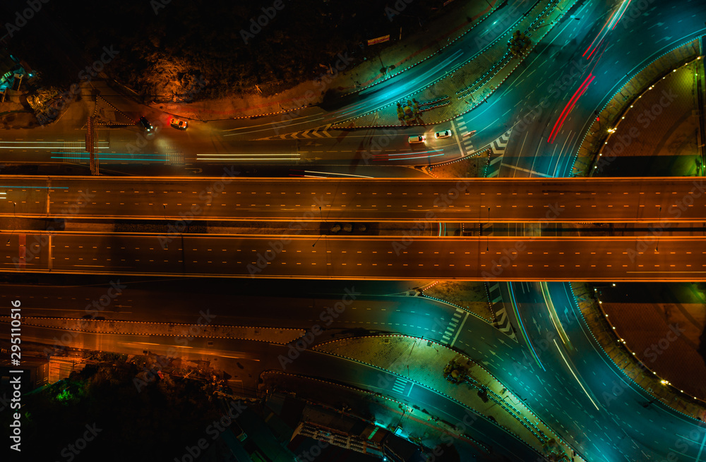 Road and Roundabout top view, Road traffic an important infrastructure ...