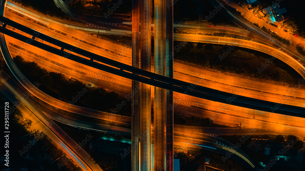 Rail track and conductor rail transportation, Aerial top view, Road ...