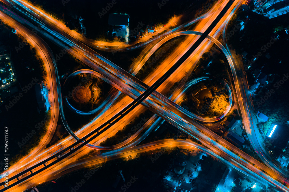 Rail track and conductor rail transportation, Aerial top view, Road ...