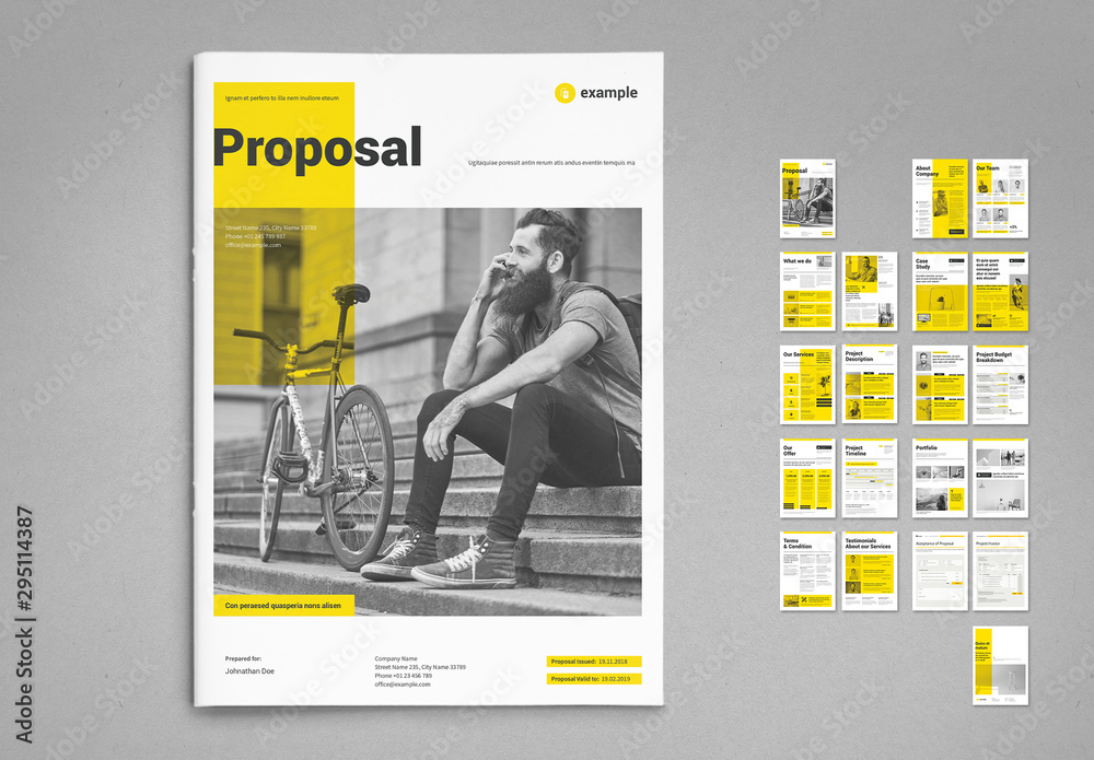 Proposal Layout with Yellow Accents Stock Template | Adobe Stock