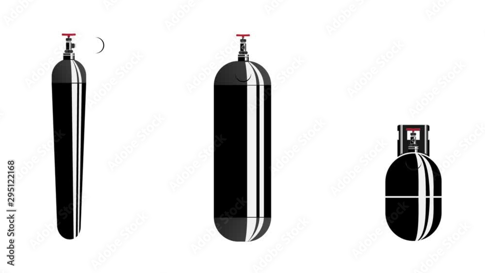 Gas bottle animation. Gas cylinder drains the air, video with the ...