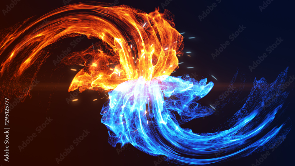 Fire and Ice concept design. 3d illustration. Stock Photo | Adobe Stock