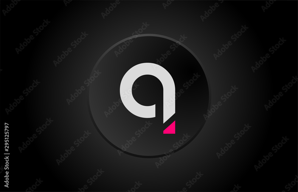alphabet letter q black circle pink white logo icon design Stock Vector ...