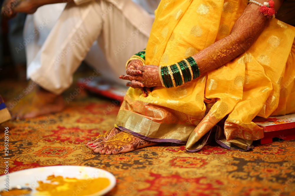 haldi ceremony in maharashtrian hindu marriage in India Stock Photo | Adobe Stock