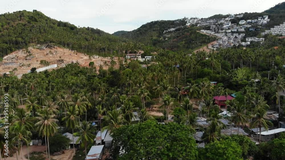 Tropical terrain covered with endangered forests and luxury villas ...