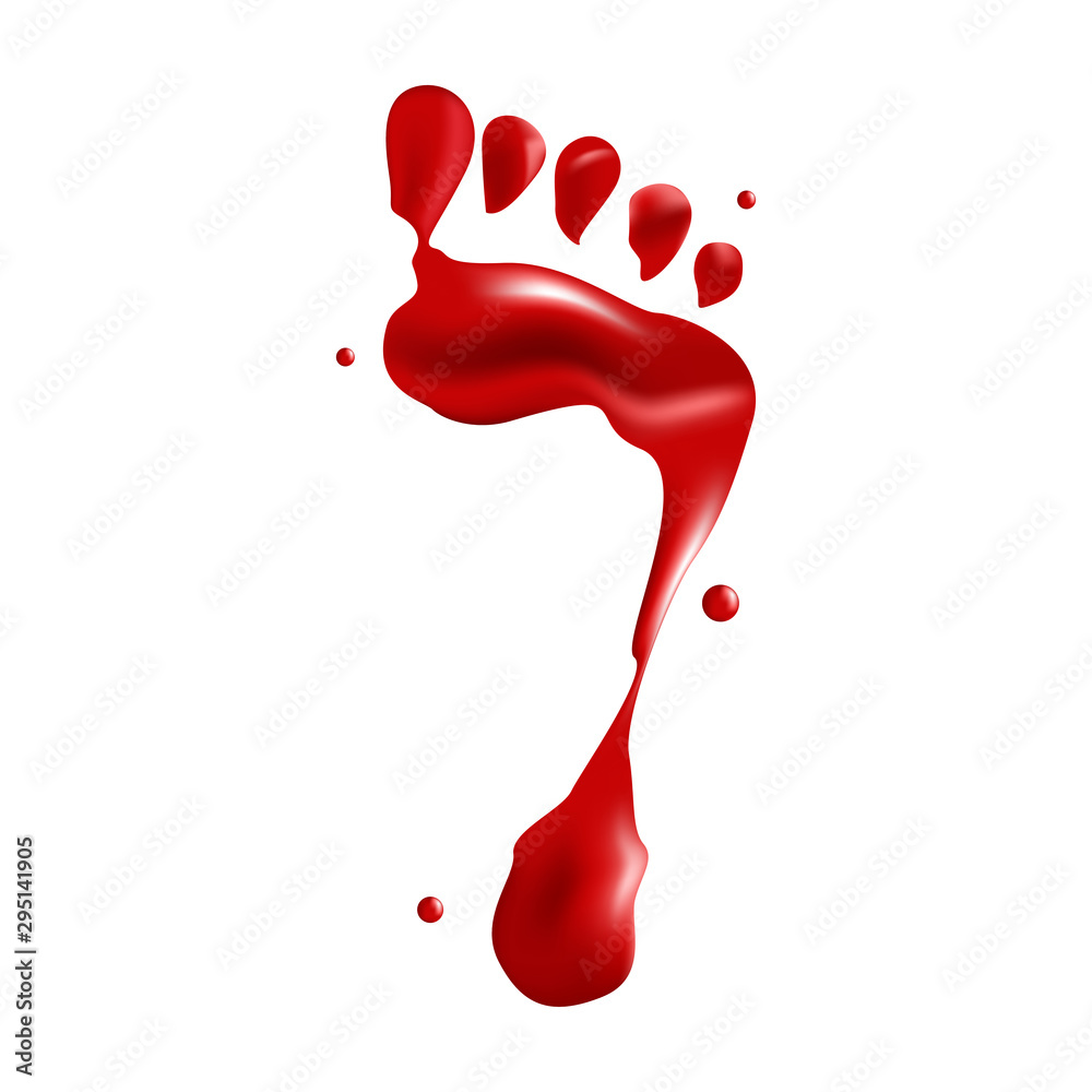Bloody footprint, red vector realistic footprint. Stock Vector | Adobe ...