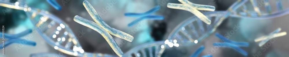 X chromosome and DNA. Genome and RNA. 3d rendering. Stock Illustration ...