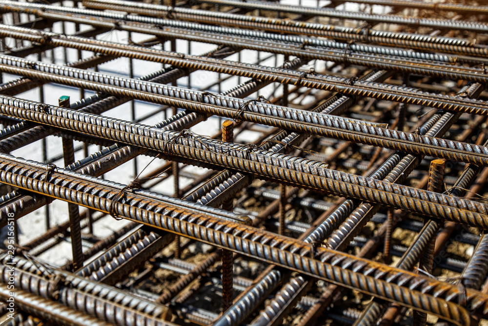 Industrial background. Preparation for pouring concrete. Construction ...