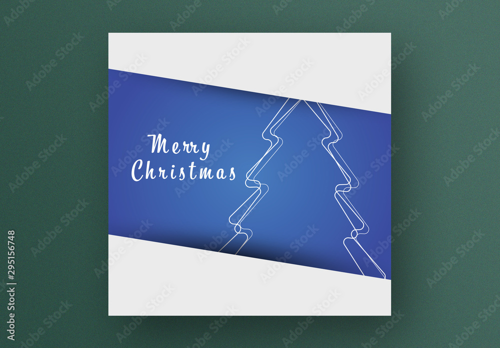 Holiday Card Layout with Christmas Tree Stock Template | Adobe Stock
