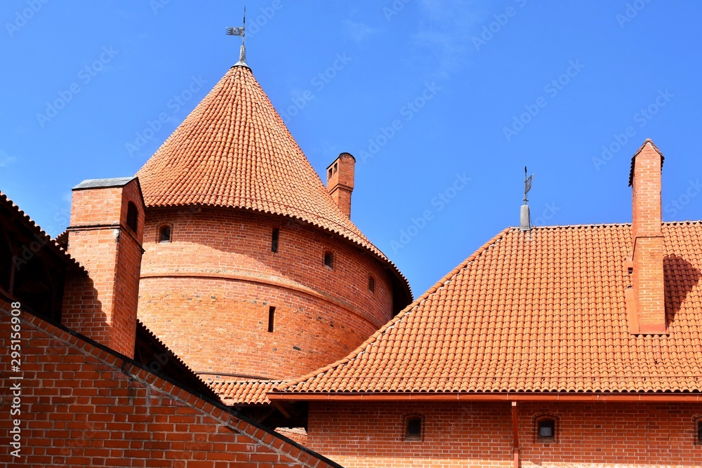 Lithuania, Vilnius - July 2019. Trakai castle medieval gothic Island ...