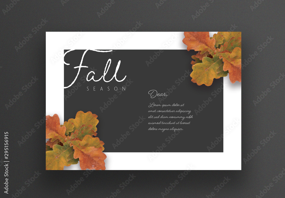 Fall Season Card Layout with White Frame Stock Template | Adobe Stock