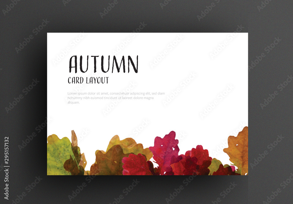 Autumn Card Layout with Colorful Leaves Stock Template | Adobe Stock