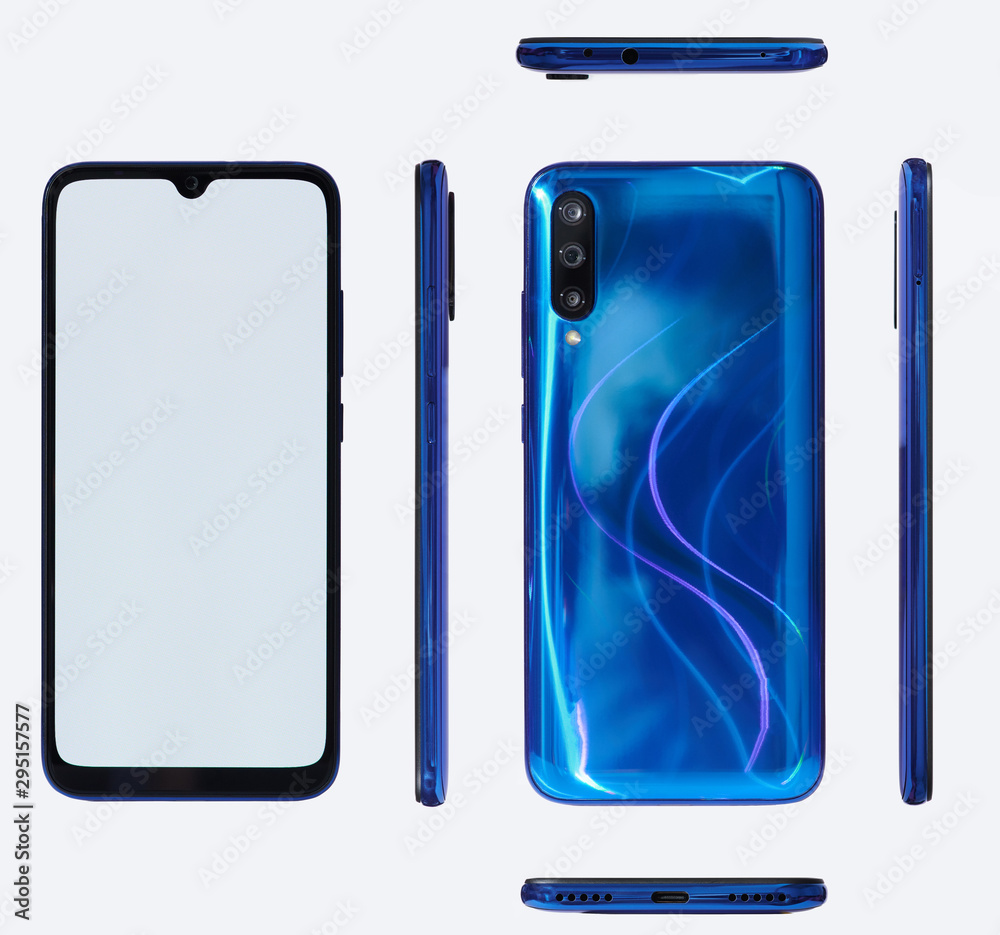Set of different views of blue smartphone Stock Photo | Adobe Stock