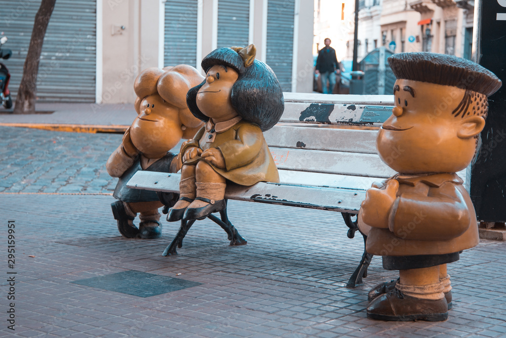 17 August 2017, Mafalda - Argentine comic strip character. Statue in ...