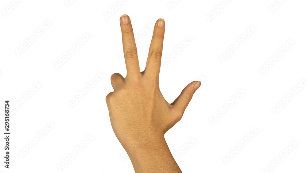 main qui fait le chiffre 3 vu du dos de la main Stock Photo | Adobe Stock