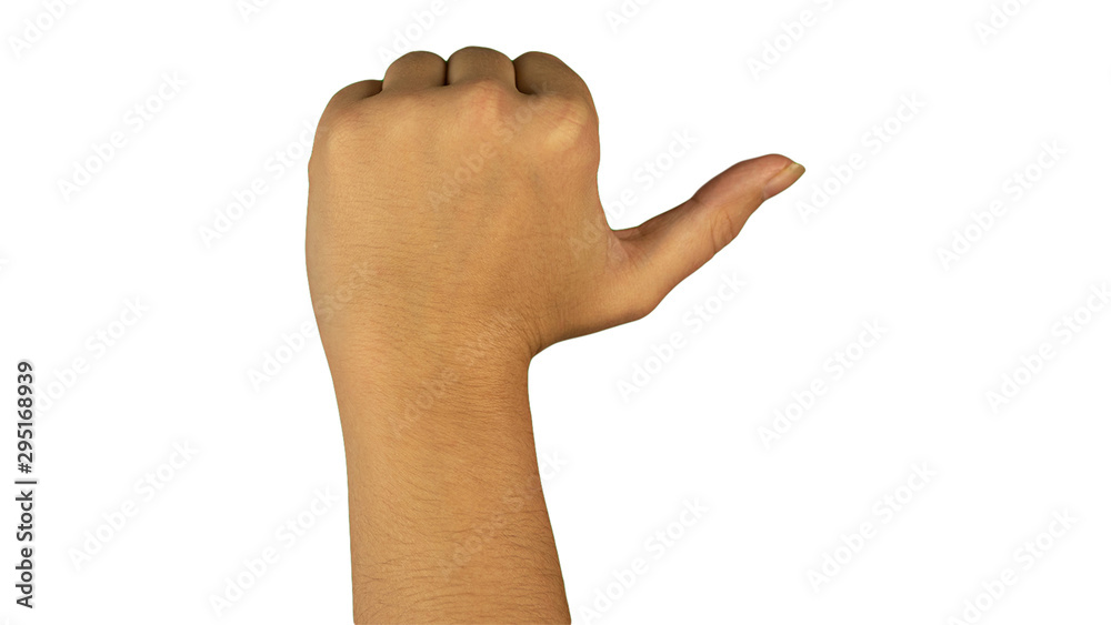 main qui fait un pouce de côté vu du dos de la main Stock Photo | Adobe ...