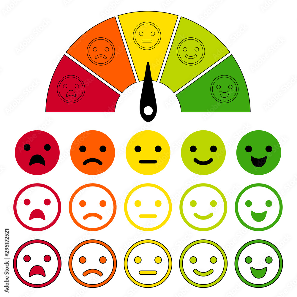Vetor de Emotion scale. Emotions dial measuring, emotive meter, emotes ...
