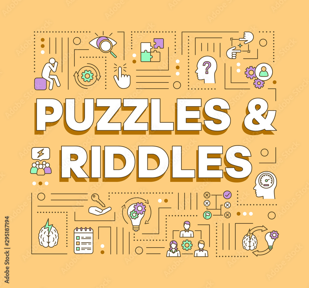 Puzzles and riddles word concepts banner. Solving problems, mysteries ...