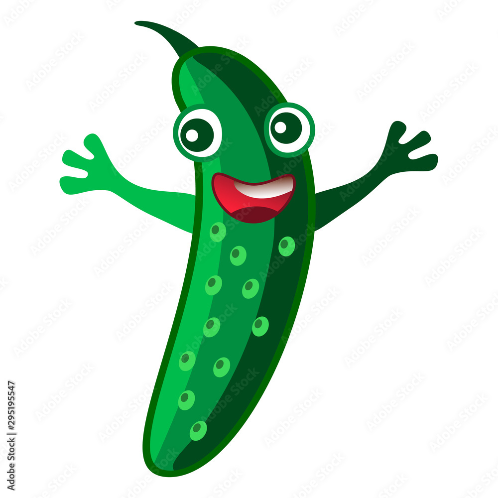 Cartoon cucumber character on white background Stock Vector | Adobe Stock