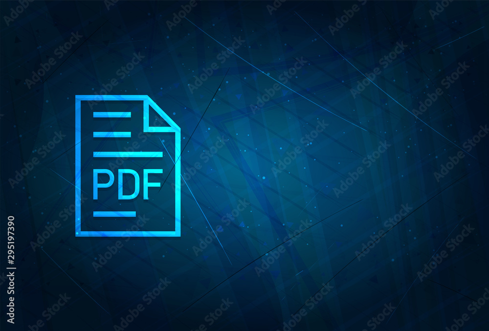 PDF document page icon futuristic digital abstract blue background ...