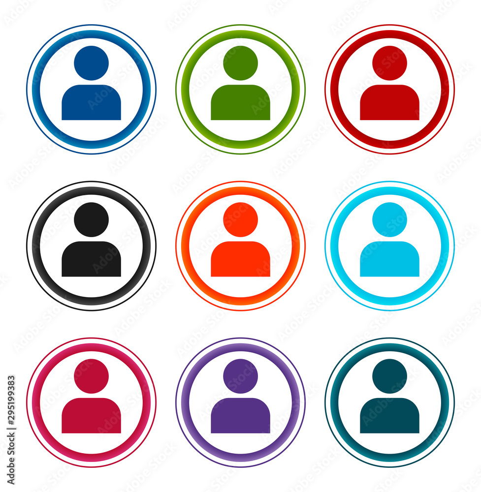 User profile icon flat round buttons set illustration design Stock ...