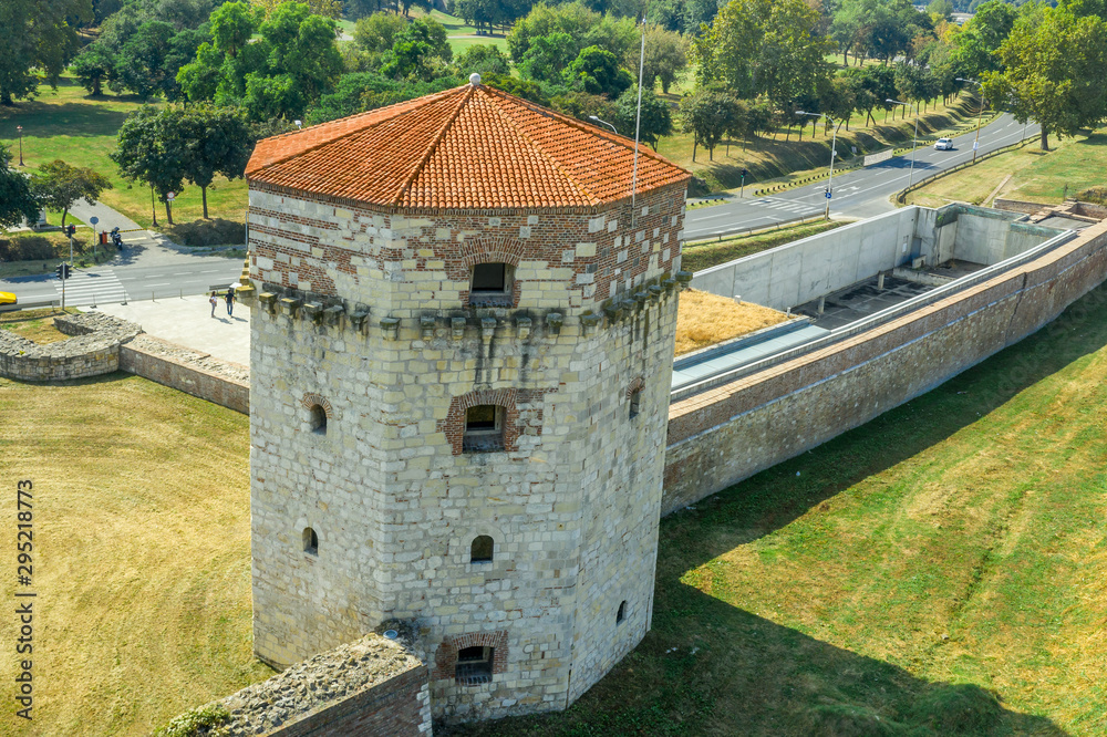 Aerial view of the Kula Nebojsa tower, bastions and fortifications in ...