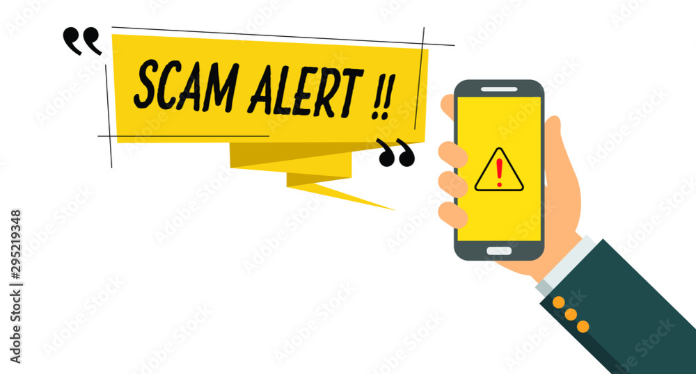 Vector illustration of scam alert notification on smart phone Stock ...