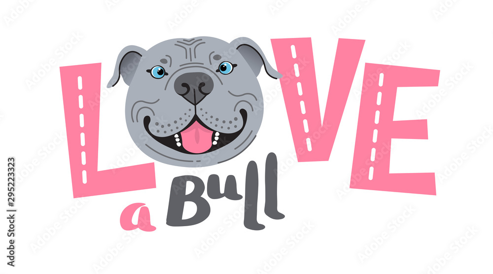 The inscription on the t-shirt of the owner of the dog Pitbull. Word ...