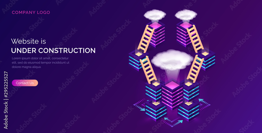 Website under construction, maintenance work or error page isometric ...
