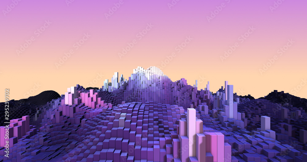 3D Complex City With Moving Colorful Cubes. Complex Cube Shapes Forming ...