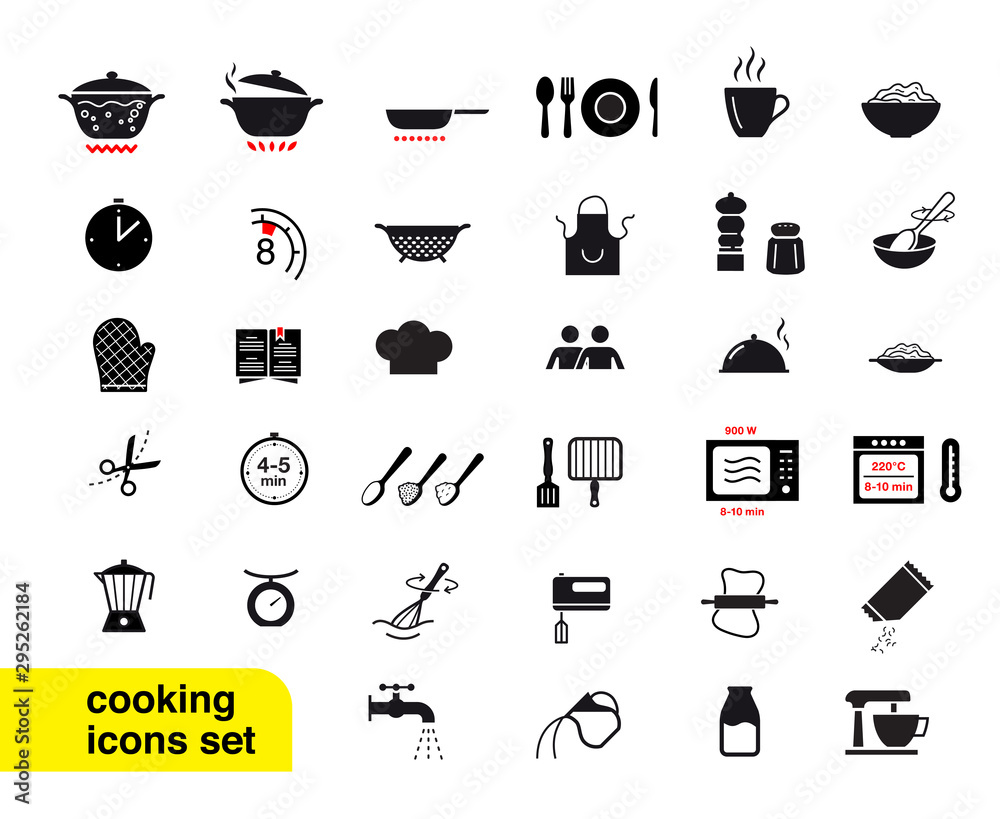 Cooking preparation icon set. Set of sign for detailed guideline ...
