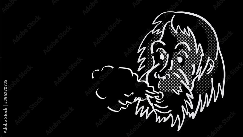 2d Animation motion graphics drawing of a cartoon male hipster vaping ...