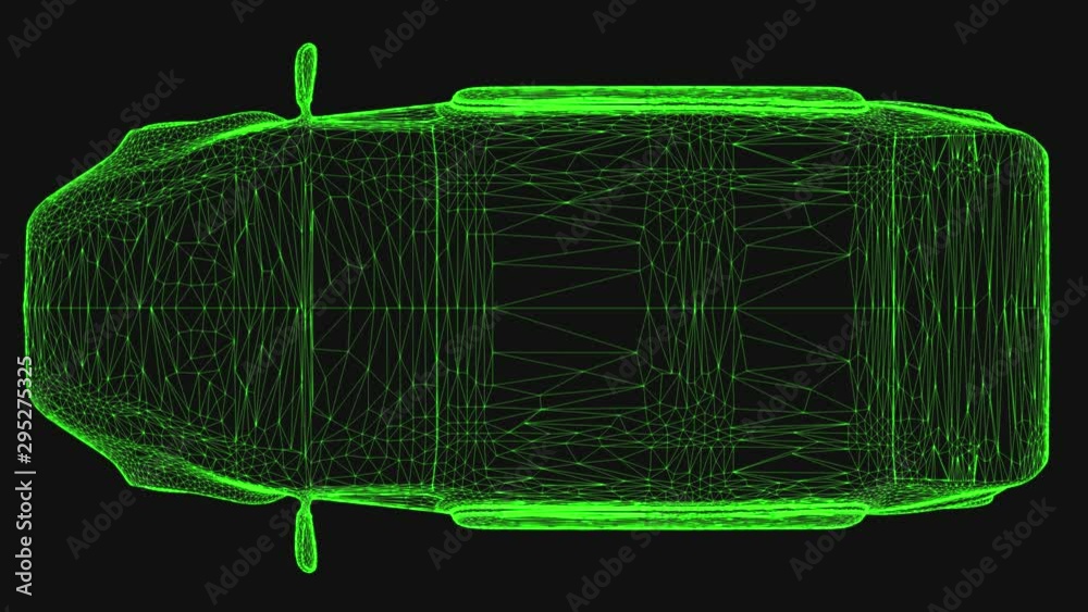 Autonomous Electric Vehicle Wireframe Design Concept 3D Animation Stock ...