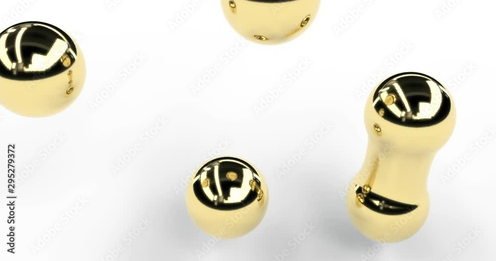Golden substance deformation abstract 3d footage. Metallic molecules ...