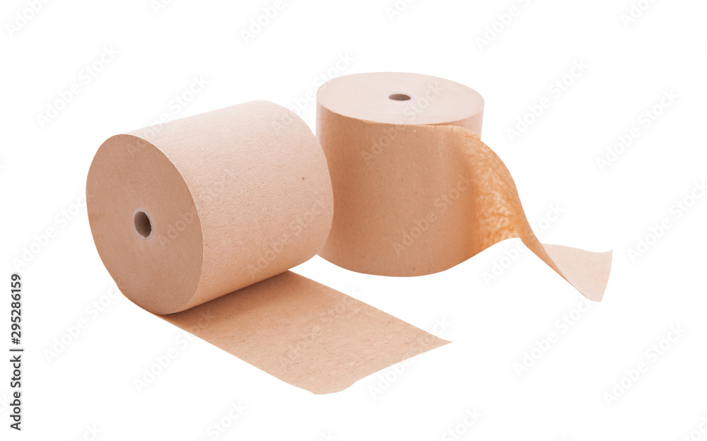Paper roll mock up isolated on white background. Blank white packaging ...