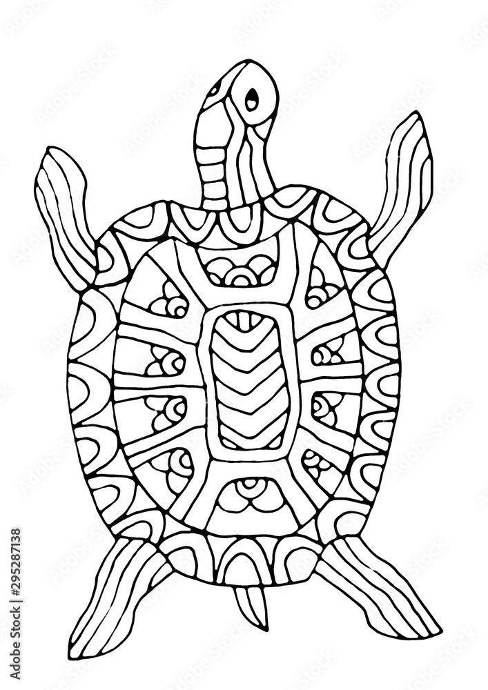 Sea Turtle Coloring Book. Hand drawing coloring book for children and ...