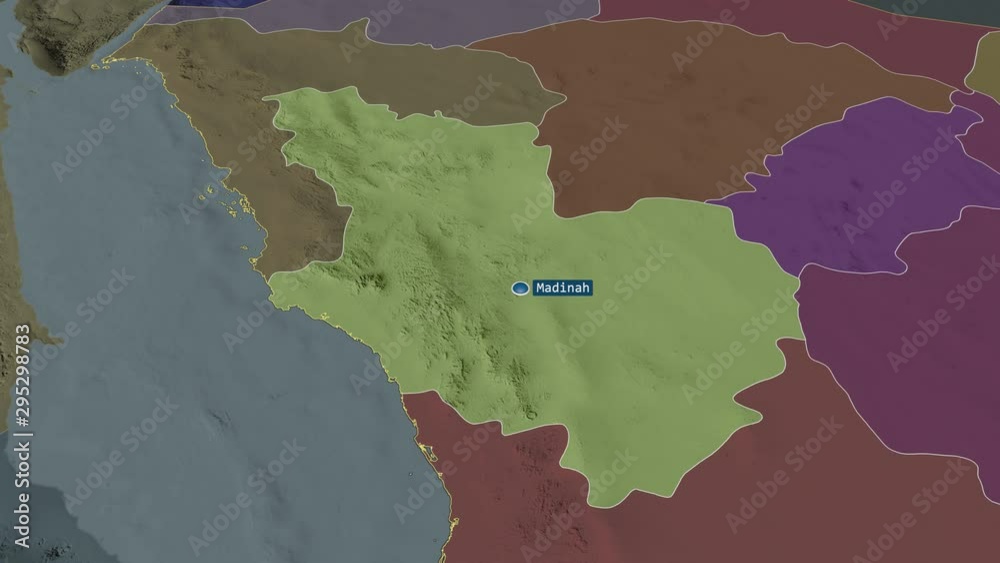 Al Madinah - region of Saudi Arabia with its capital zoomed on the ...