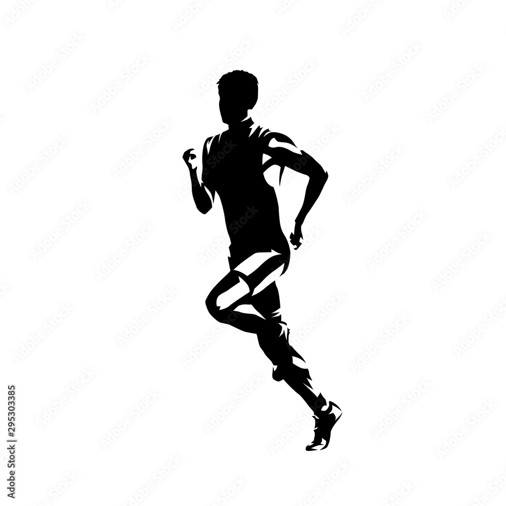 Runner, side view isolated vector ink drawing, abstract silhouette of ...