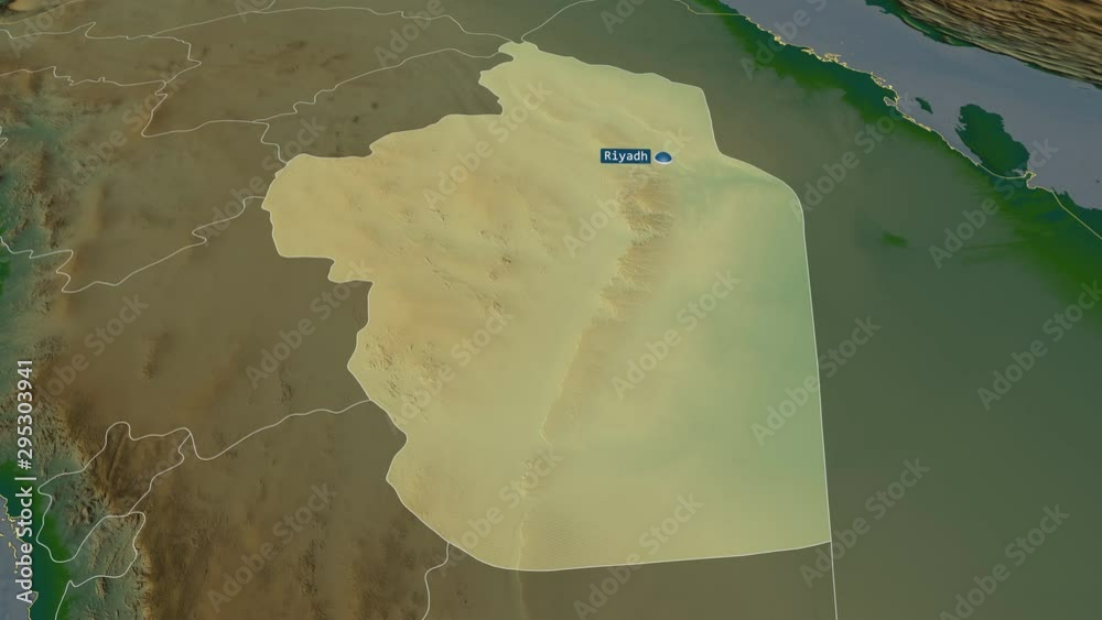 Ar Riyad - region of Saudi Arabia with its capital zoomed on the ...