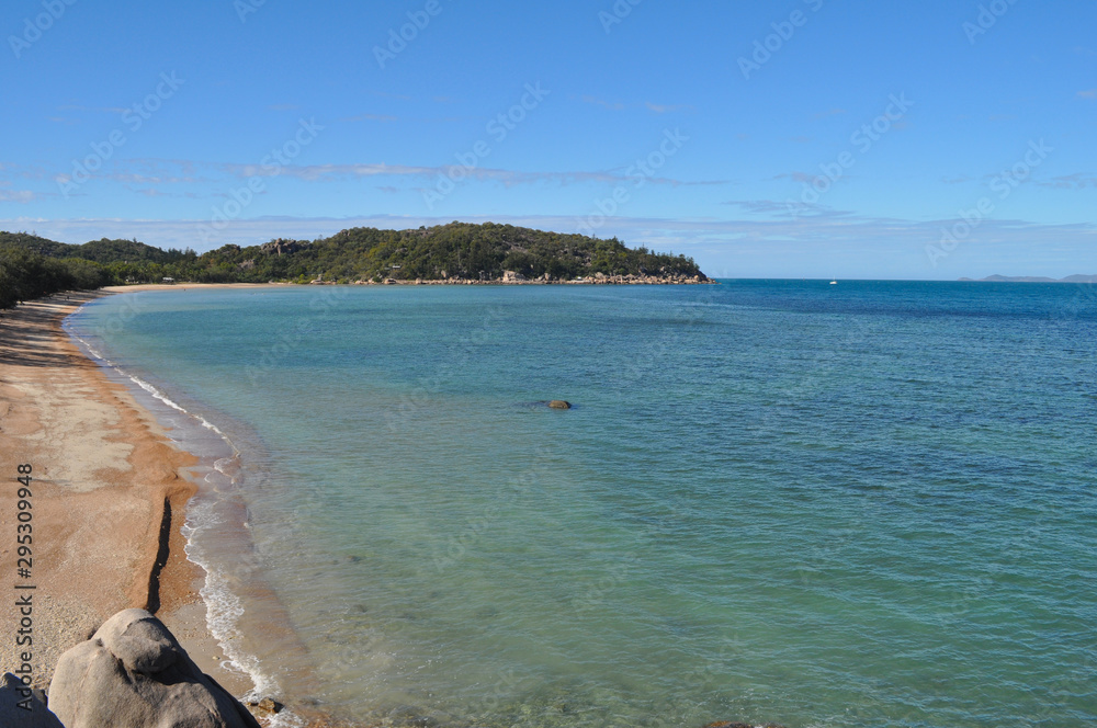 View over the beach at Geoffrey Bay from The Gabul Way, a raised ...