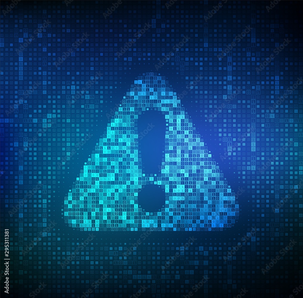 Vettoriale Stock Virus Alert Attention Symbol Made With Binary Code Danger Sign Digital